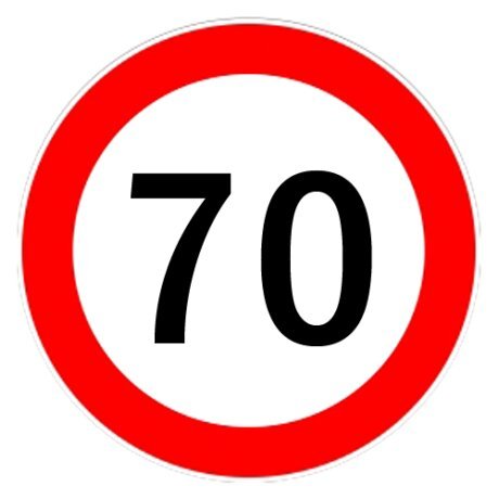 Autocolant limitator viteza 70km/h - Ø13cm - Cridem B2B