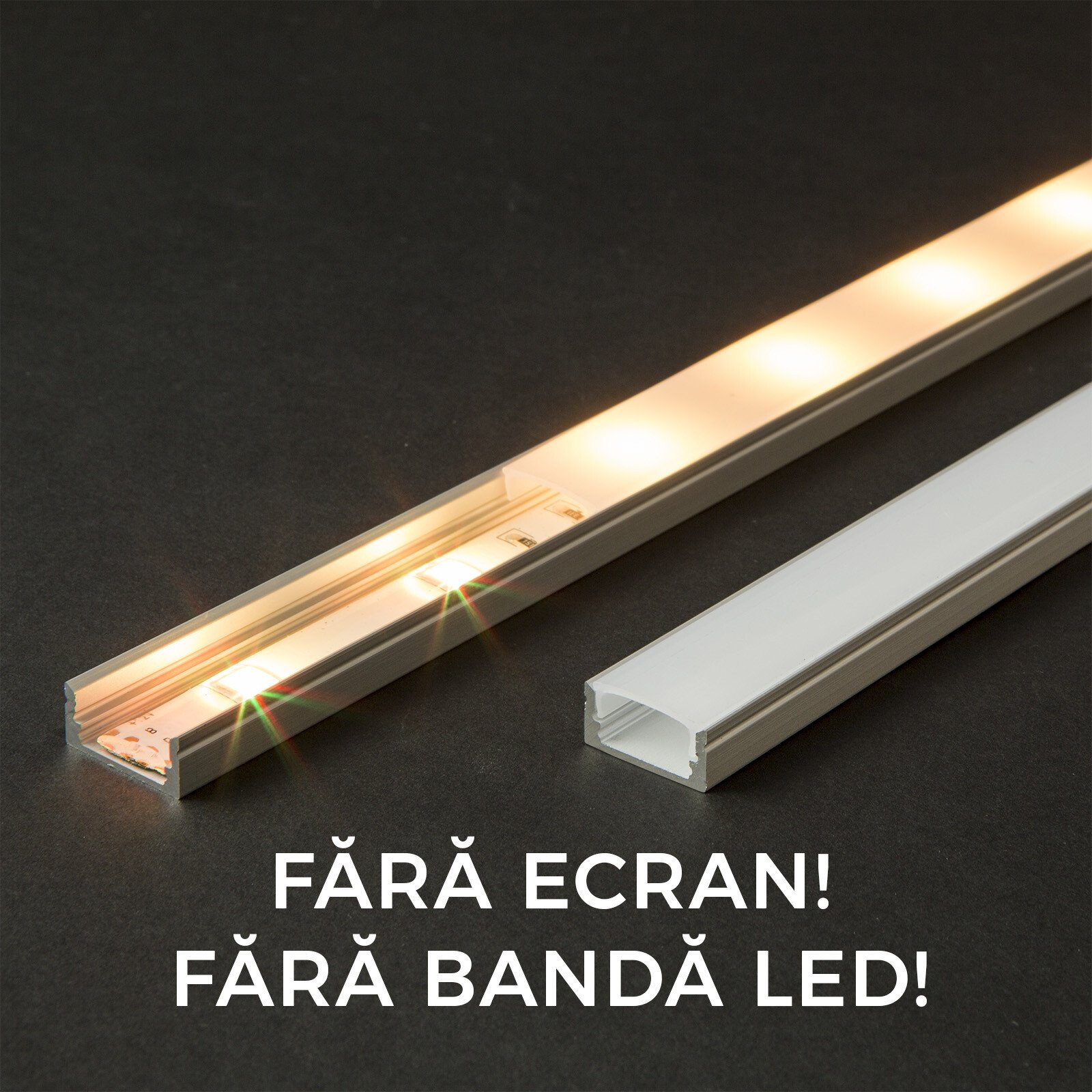 Profil U din aluminiu pt. benzi LED 2000x17x8mm - Cridem B2B